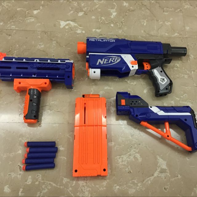 Nerf Elite Blue Retaliator Gun, Hobbies & Toys, Toys & Games on Carousell