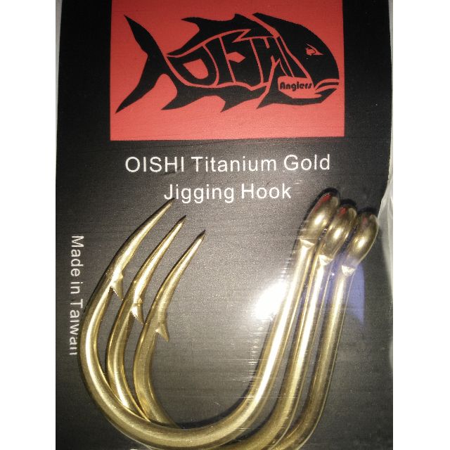 OISHI Titanium Gold Jigging Hooks- rated up to 270lbs (122kgs), Sports ...