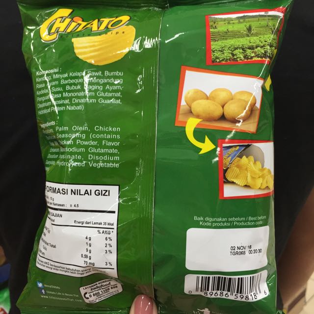 Chitato Potato Chips - Chicken Barbecue Flavor - 68g + 15% Extra, Food ...