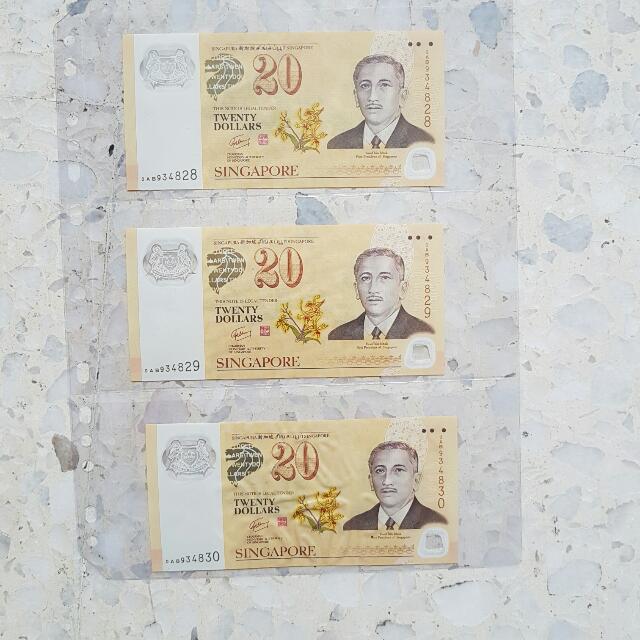 Singapore Plastic $20 Notes (Look At The Numbers) Collector's treasure ...