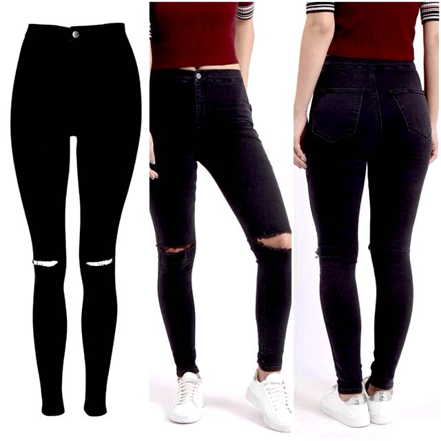 Knee Ripped Black Joni, Women's Fashion, Bottoms, Jeans on Carousell