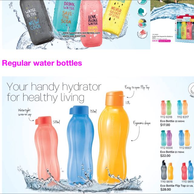 Original Tupperware Eco Bottle 310ml Purple only, TV & Home Appliances, Kitchen Appliances ...