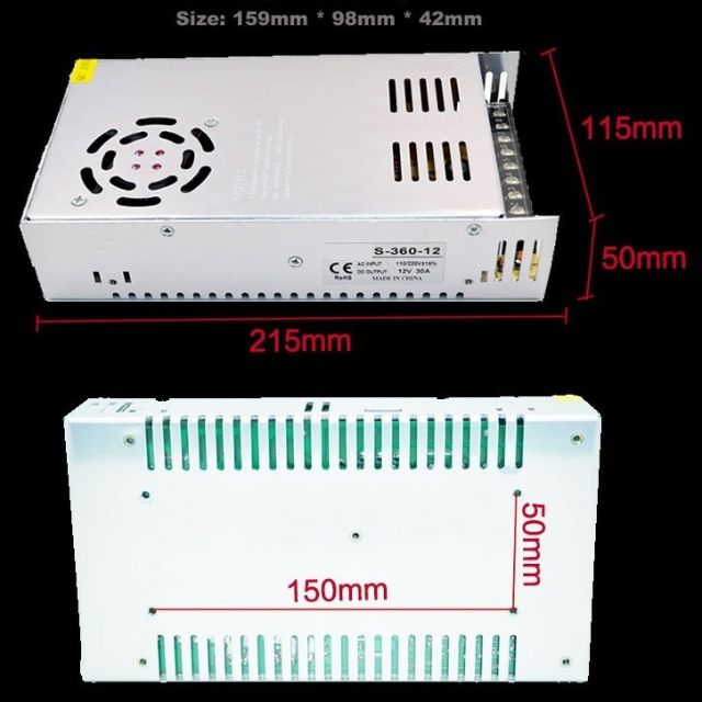 Regulated Switching Power Supply 360W 12V / 30A Model:S-360-12 (100 ...
