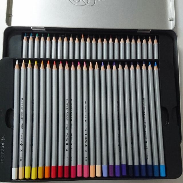Marco Raffine Color Pencils (48) + Enchanted Forest Coloring Book ...