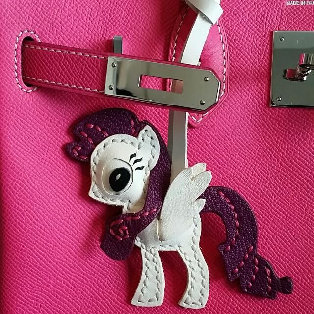 My Little Pony Leather Hermes Bag Charm In Princess Rarity, Luxury ...