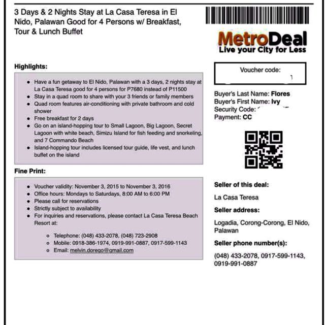 3D2N El Nido Palawan, Tickets & Vouchers, Event Tickets on Carousell