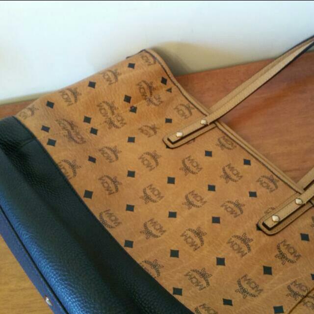 Authentic MCM Monogram Canvas & Leather Tote / Shopper Bag, Luxury ...
