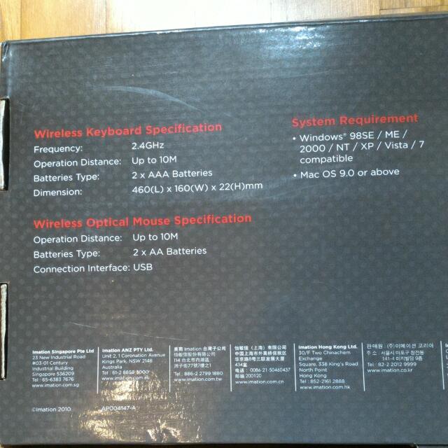 Imation Wireless Keyboard N Mouse, Computers & Tech, Parts ...