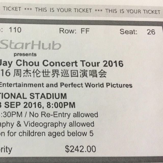 Jay Chou Concert Tix, Tickets & Vouchers, Event Tickets on Carousell