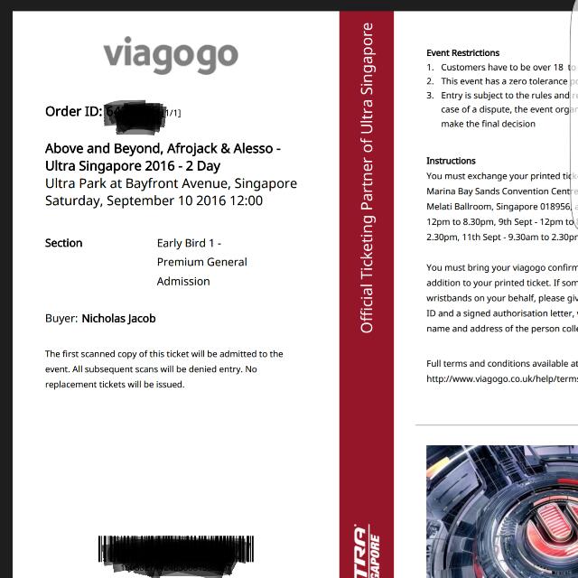 Ultra Singapore 2016 Ticket, Tickets & Vouchers, Event Tickets on Carousell