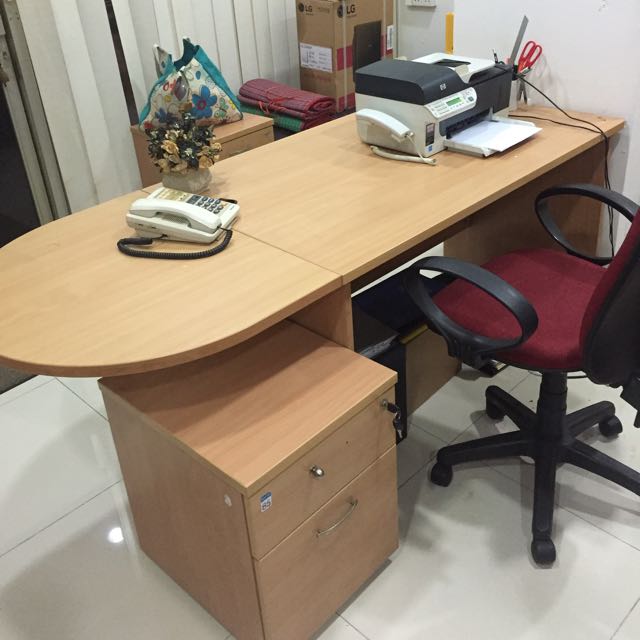 Office Table Set With Chair, Furniture & Home Living, Furniture, Tables ...
