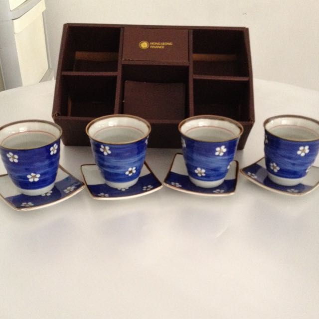 BNIB Blue and White Porcelain Tea Cups and Saucers Set, TV & Home Appliances, Kitchen Appliances ...