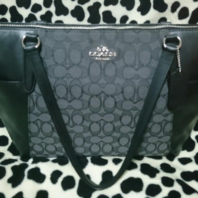 COACH F54797 AVA I Signature Smoke black Tote Bag Purse, Women's ...