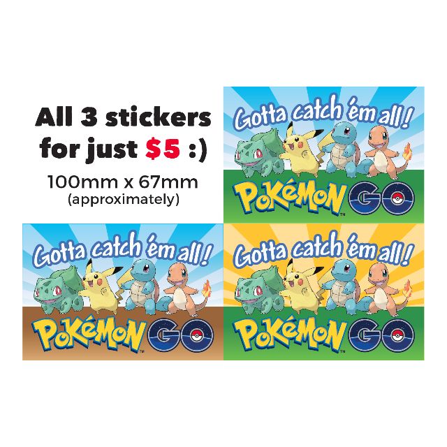 Pokemon GO Stickers. Bulbasaur, Pikachu, Squirtle & Charmander. Gotta ...