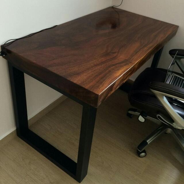 Okan Wood Table. 120 cm X 65 cm. Table Top Wood Is 8cm Thick. Table ...