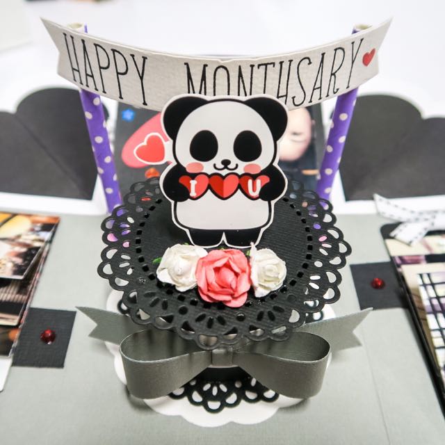 Panda 'Happy Monthsary' Themed Explosion Box Card, Hobbies & Toys ...