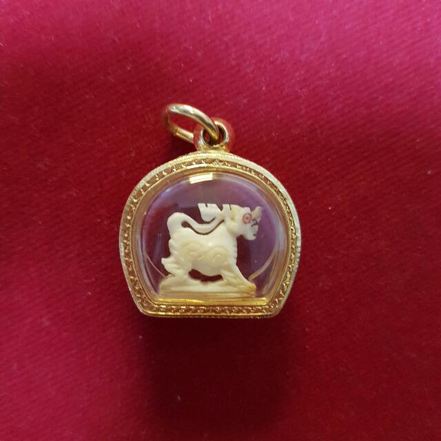 LP Mui Ivory Singha With Real Thai Gold Casing, Vintage & Collectibles ...