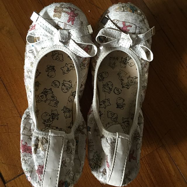 Covet White Based With Rabbits Design Covered Soft Shoes, Women's ...