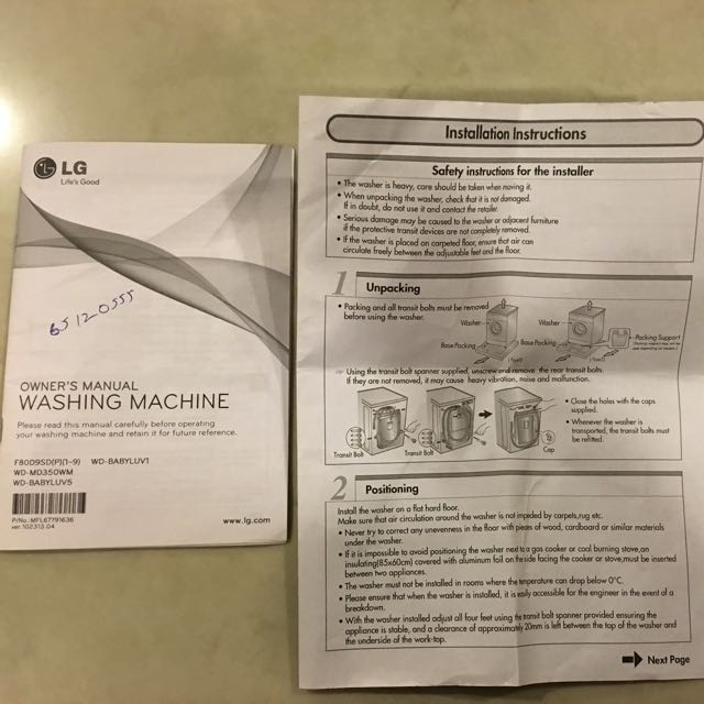 LG Super Slim Washing Machine (WD-BABYLUV1), Sports Equipment, Exercise ...