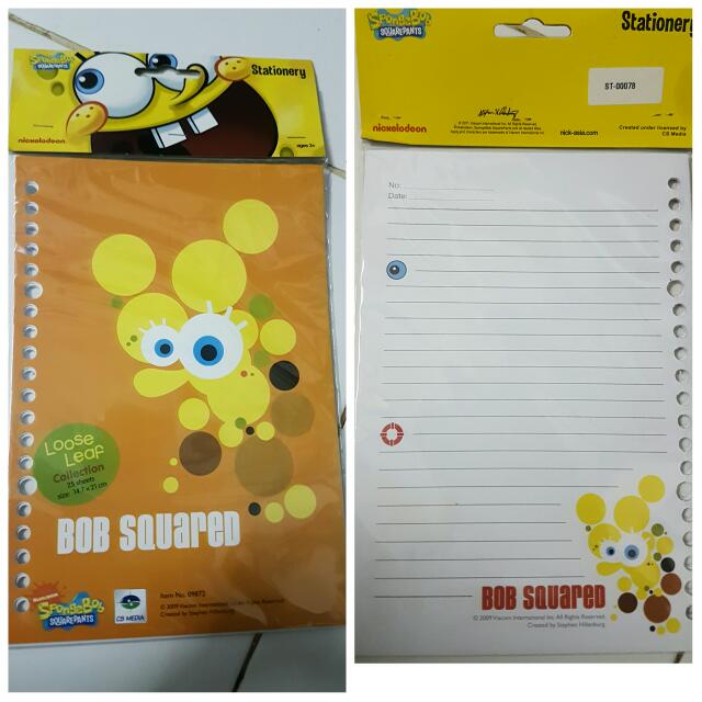 SALE spongebob file paper, Buku & Alat Tulis, Alat Tulis di Carousell