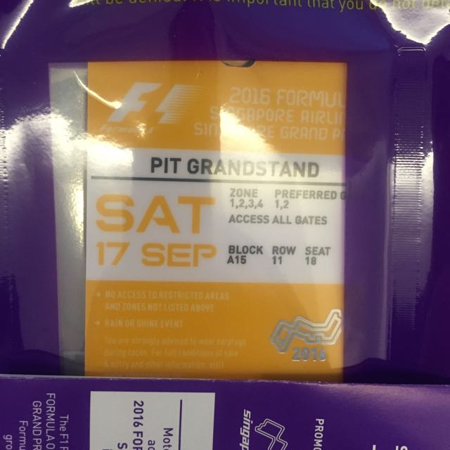 F1 Ticket - Pit Grandstand - Saturday, Tickets & Vouchers, Event ...