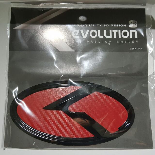 Kia Forte red carbon fiber rear K emblem, Car Accessories on Carousell