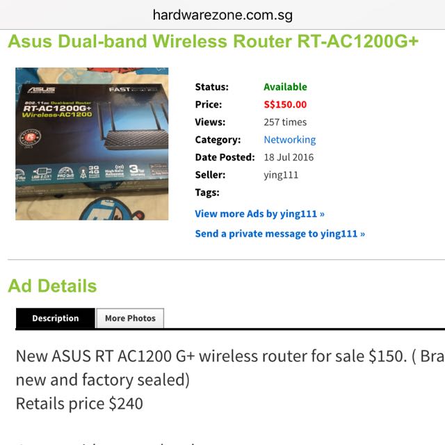 Asus Router Rt-ac 1200, Computers & Tech, Parts & Accessories ...
