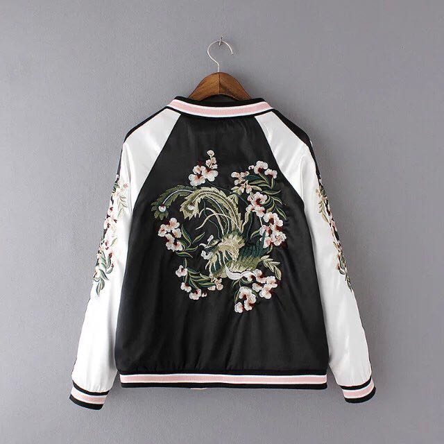 Sakura Floral Bomber Jacket, Women's Fashion, Coats, Jackets and ...