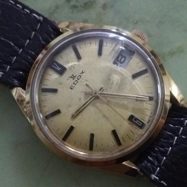 Edox Gold Plated De Luxe Super Flat Swiss., Women's Fashion, Jewelry ...