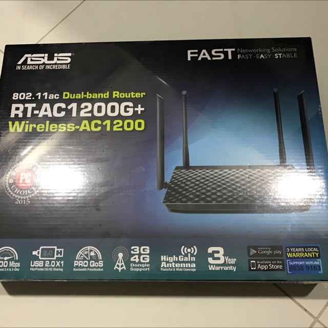 Asus RT-AC1200G+ Wireless-AC1200 Router, Computers & Tech, Parts ...