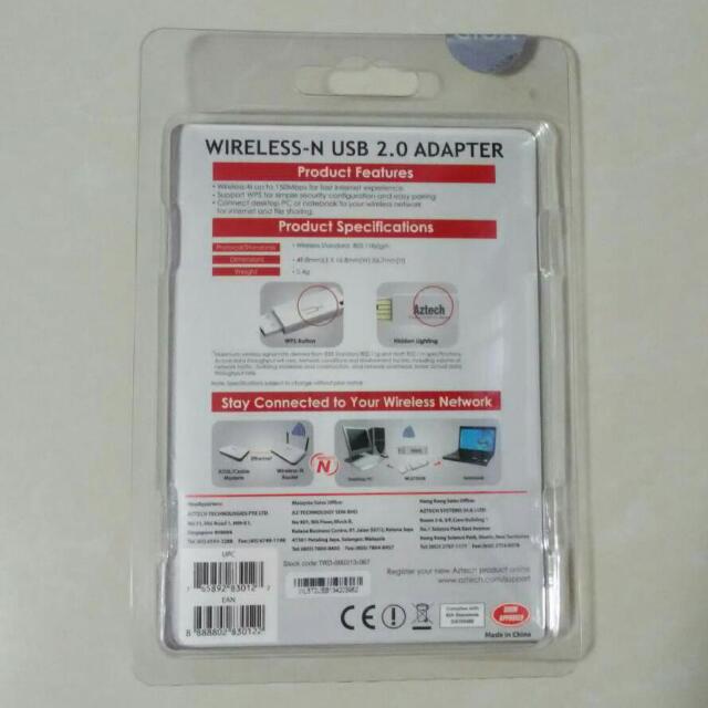 AZTECH WIRELESS-N USB 2.0 ADAPTER, Computers & Tech, Parts ...