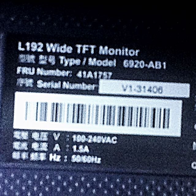 Lenovo L192 TFT Wide Computer Monitor 19", Computers & Tech, Parts ...