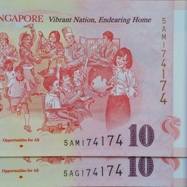RARE SG50 COMMEMORATIVE NOTE $10 IDENTICAL REPEATER NUMBER!, Hobbies ...