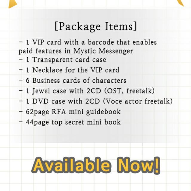 (SPLIT) MYSTIC MESSENGER RFA VIP PACKAGE, Video Gaming, Gaming ...