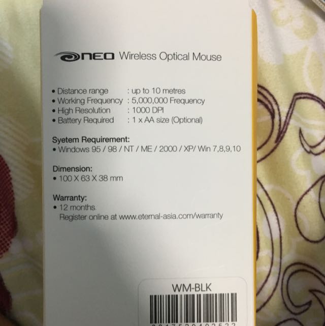 Neo Wireless Optical Mouse Black Color, Computers & Tech, Parts ...