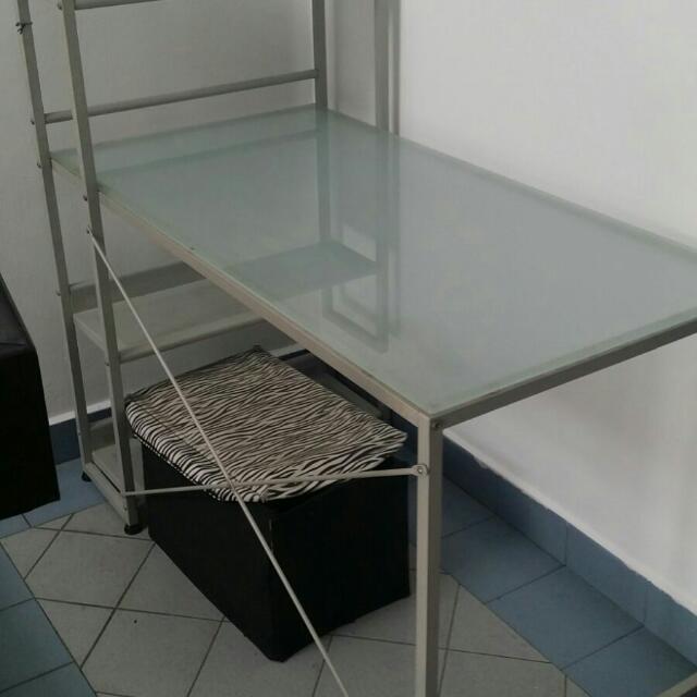 Glass Top Office Table, Furniture & Home Living, Furniture, Tables ...