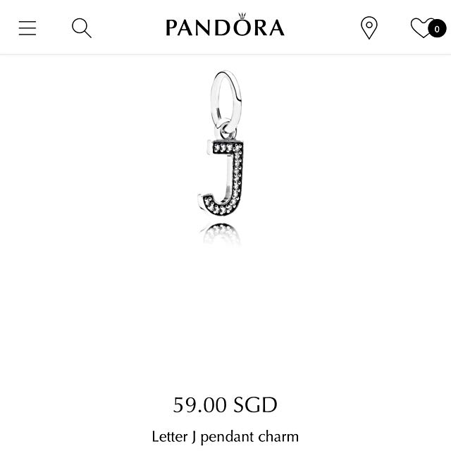 Pandora Letter "J" Charm, Women's Fashion, Jewelry & Organisers, Charms ...