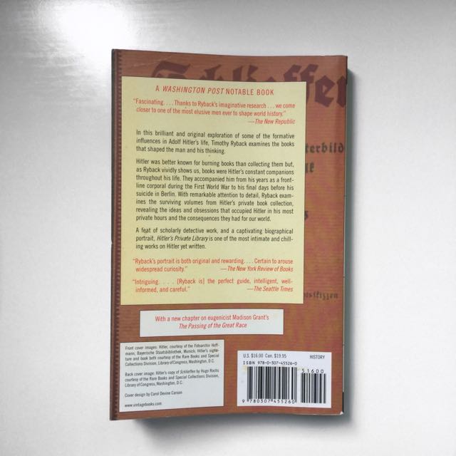 Hitler's Private Library By Timothy W. Ryback (reserved), Hobbies ...