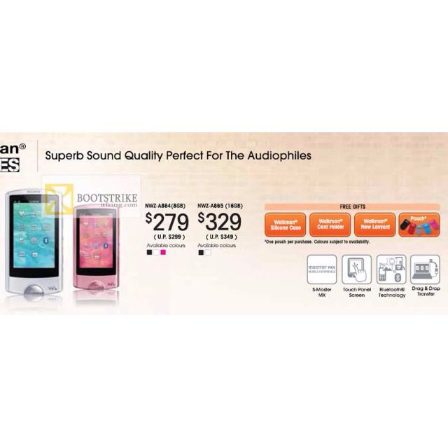 Sony NWZ-A865 Touch Screen MP3 Player, White [16GB], Audio, Portable ...
