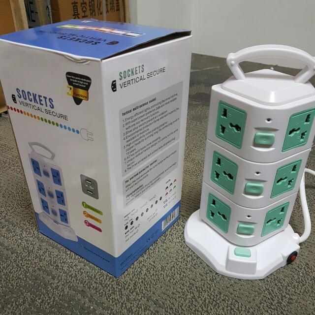 Vertical Sockets Stand Extension Power Port with USB 11 Socket, TV ...