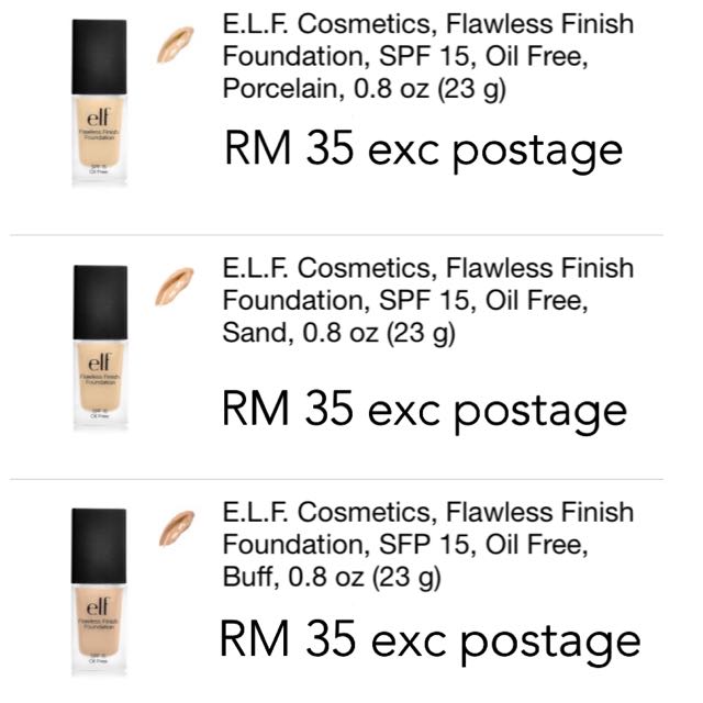 Elf Flawless Finish Foundation SPF 15 Oil Free, Beauty & Personal Care ...