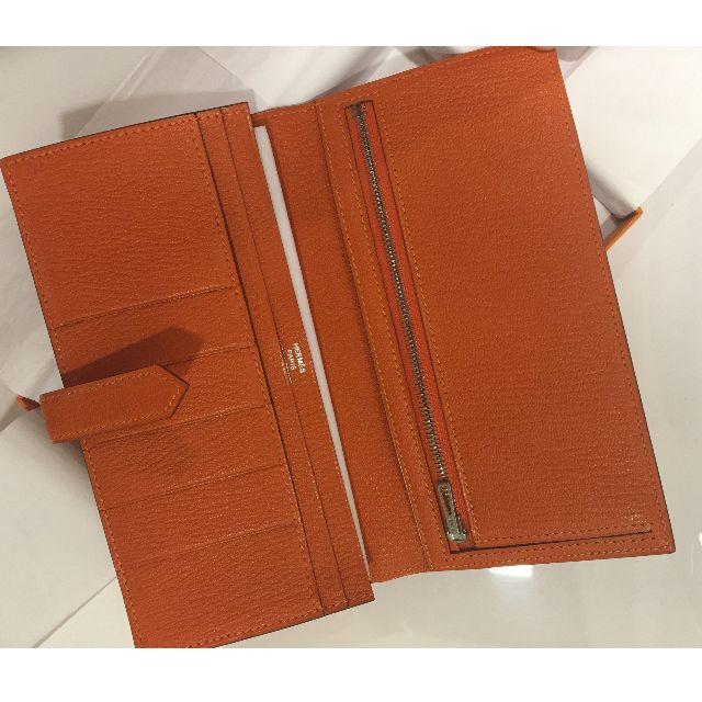Guaranteed Authentic Brand New Hermes Orange Bearn Wallet, Women's ...