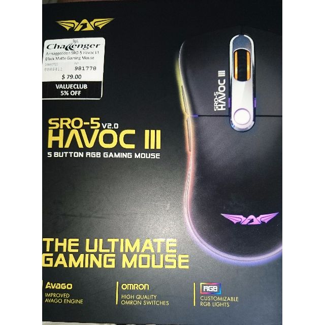 ARMAGGEDDON SRO-5 V2.0 HAVOC III 5 BUTTON RGB GAMING MOUSE, Computers ...