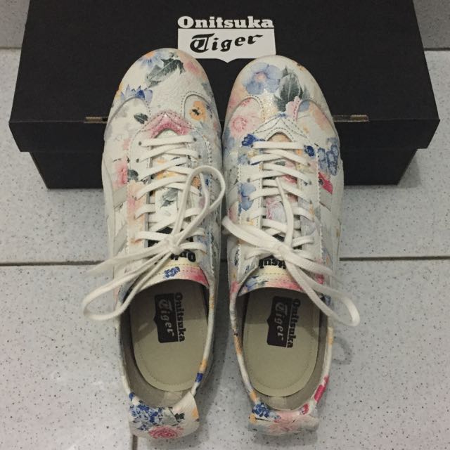Limited Edition Onitsuka Tiger Leather Shoes With Floral Design, Women ...