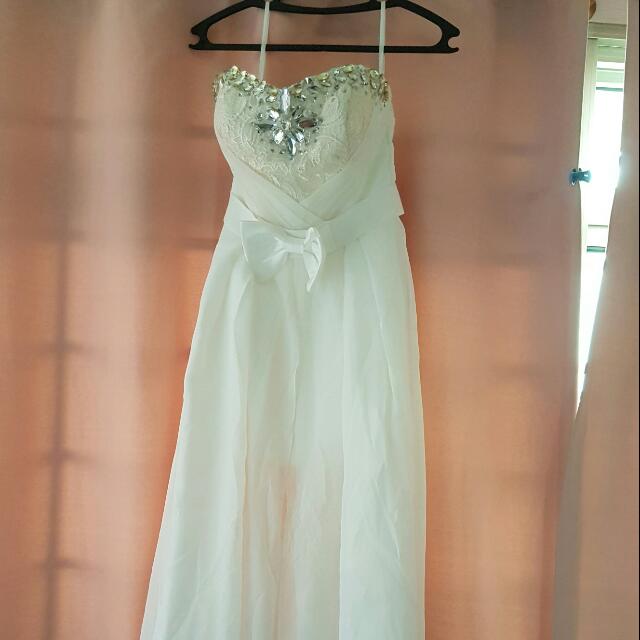 Wedding Gown - Short Inside, Women's Fashion, Dresses & Sets, Evening ...