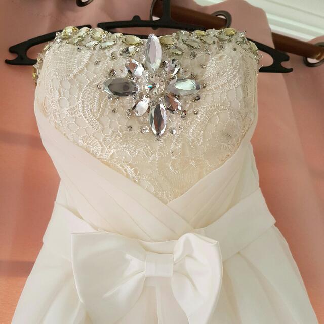 Wedding Gown - Short Inside, Women's Fashion, Dresses & Sets, Evening ...