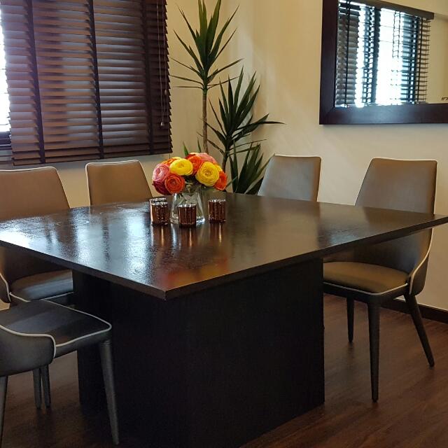 8 Seater Square Wood Dining Table, Furniture & Home Living, Furniture ...