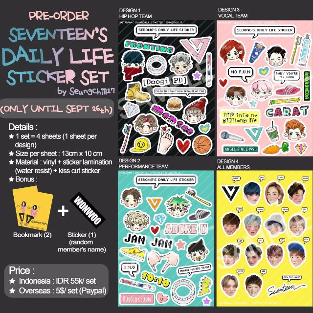 [INSTOCK] SEVENTEEN Fanart Stickers by @seungchill17, Hobbies & Toys ...