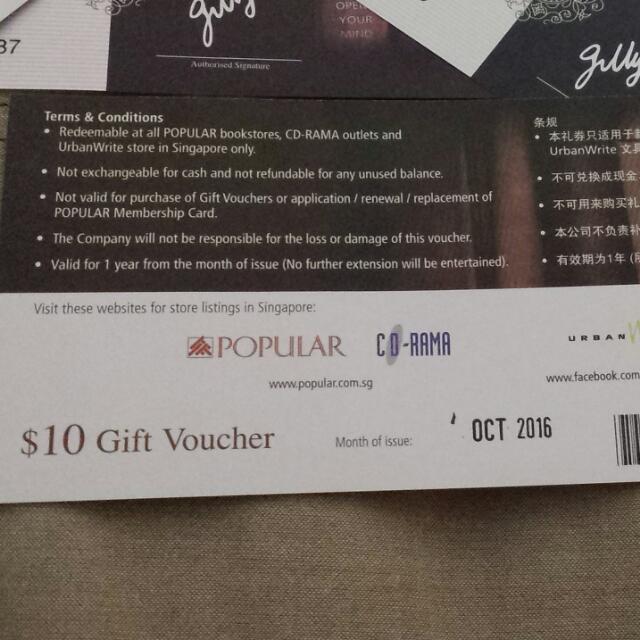$30 Popular Gift Voucher, Tickets & Vouchers, Vouchers on Carousell