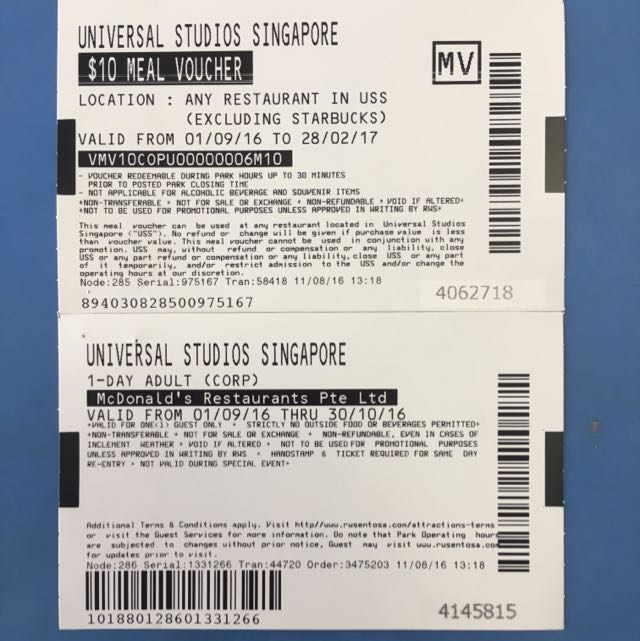 RWS Singapore USS 1-Day Adult Ticket, Tickets & Vouchers, Local ...